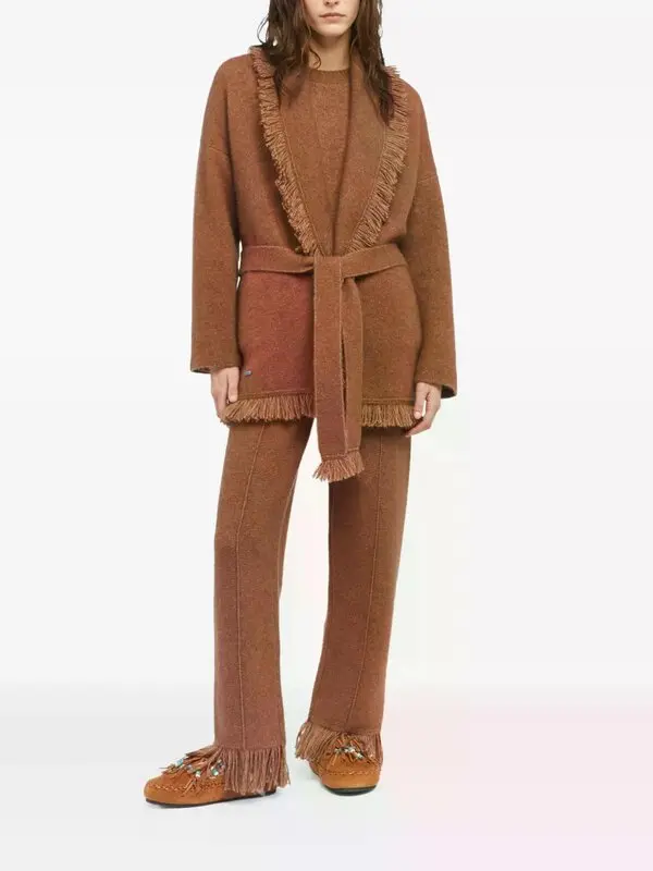 Alanui Fringed Belted Cardigan - Brown