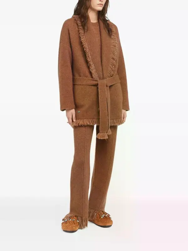 Alanui Fringed Belted Cardigan - Brown