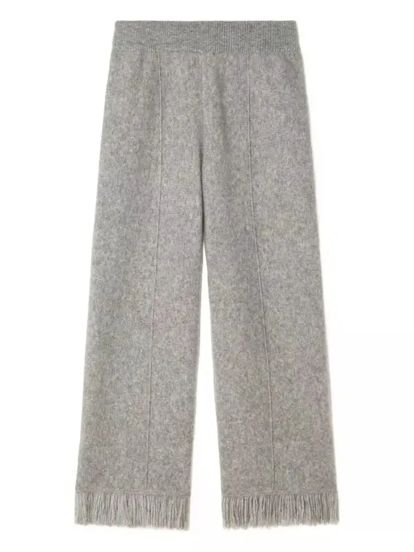 Alanui Fringed-hem Trousers - Grey