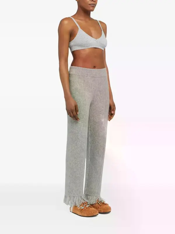 Alanui Fringed-hem Trousers - Grey