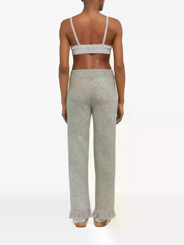 Alanui Fringed-hem Trousers - Grey