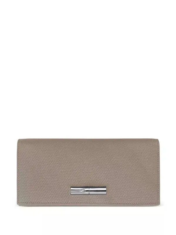 Longchamp Roseau Foldover Leather Wallet - Grey
