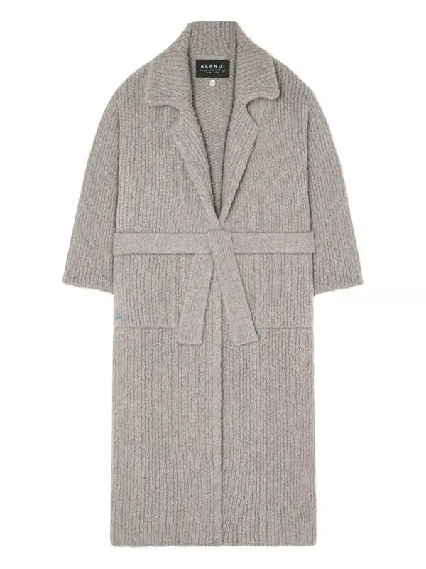 Alanui Ribbed Knit Belted Cardigan-coat - Grey