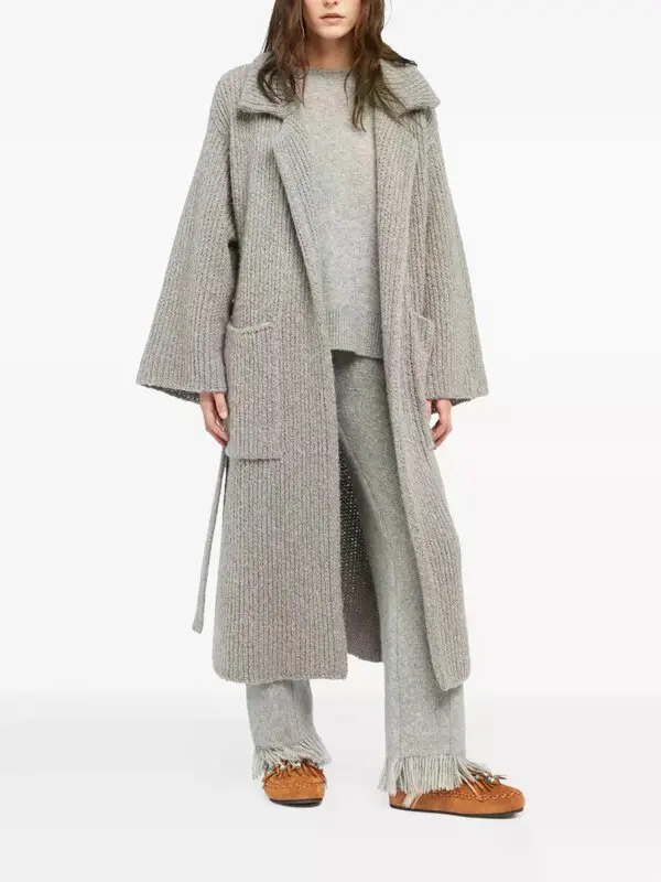 Alanui Ribbed Knit Belted Cardigan-coat - Grey