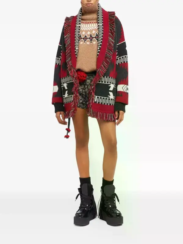 Alanui Icon-jacquard Cardigan - Red