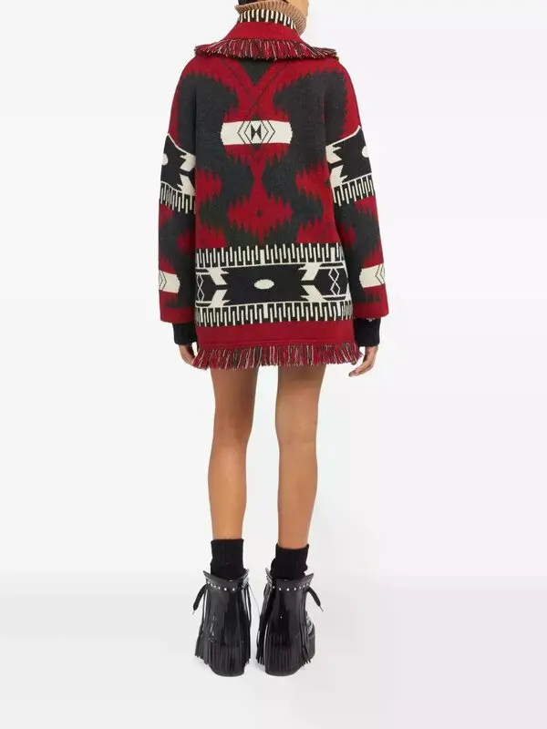 Alanui Icon-jacquard Cardigan - Red
