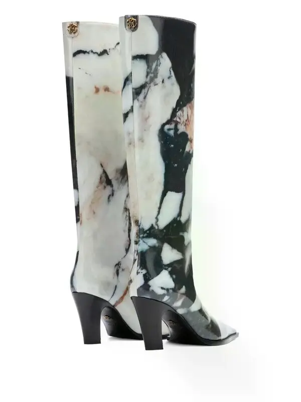 Roberto Cavalli Knee-high Boots With Sculpted Heel