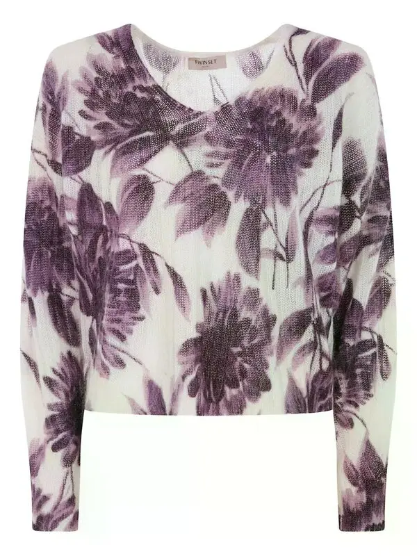 TWINSET Floral Print Sweater - White