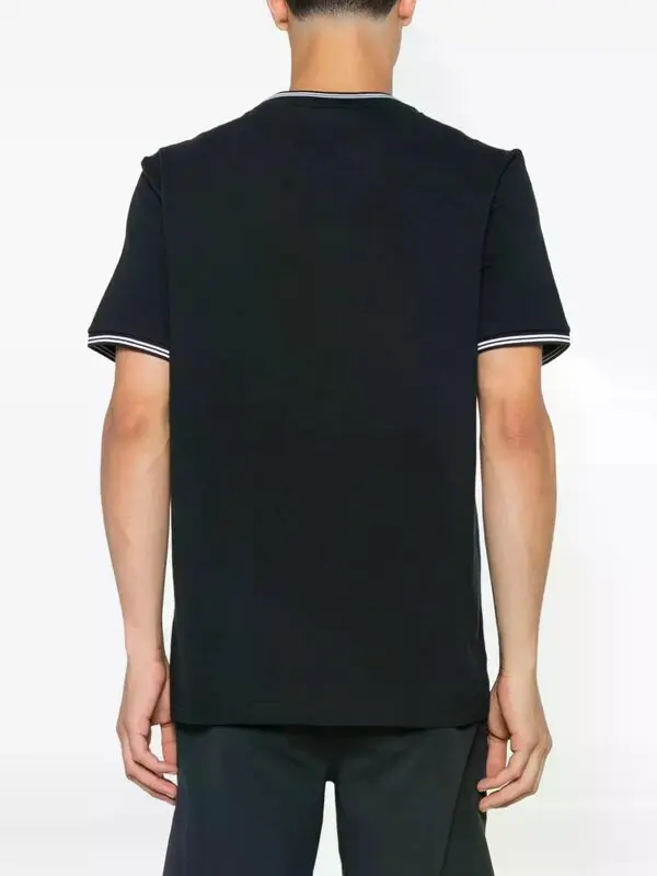BOSS Stretch-cotton T-shirt With Stripes And Logo - Blue