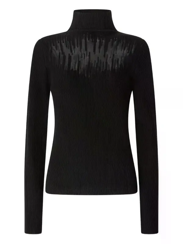 GENNY Ribbed Knit Sheer Panel Top