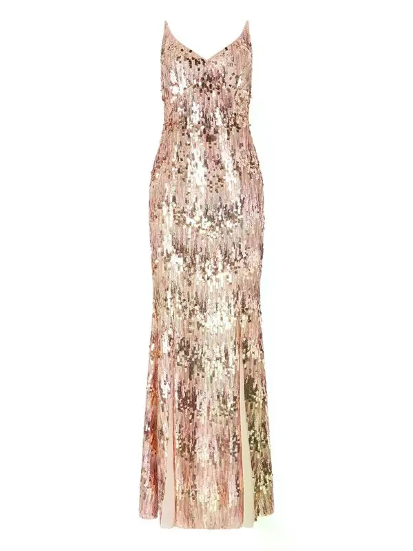 GENNY Sequin-embellished Split Cocktail Dress
