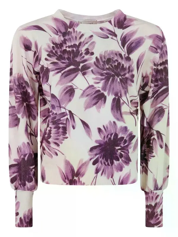 TWINSET Floral Print Balloon-sleeve Sweater - White