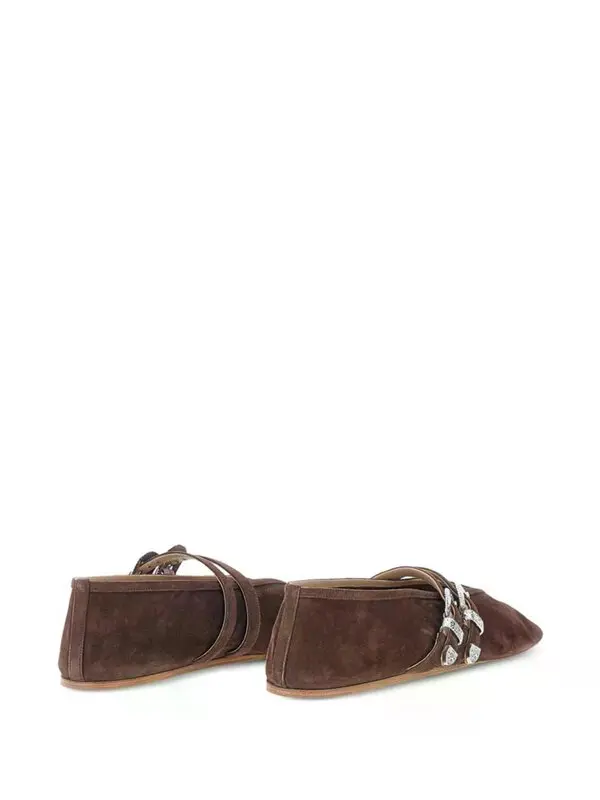 Le Monde Beryl Claudia Buckled Suede Ballet Flats - Brown