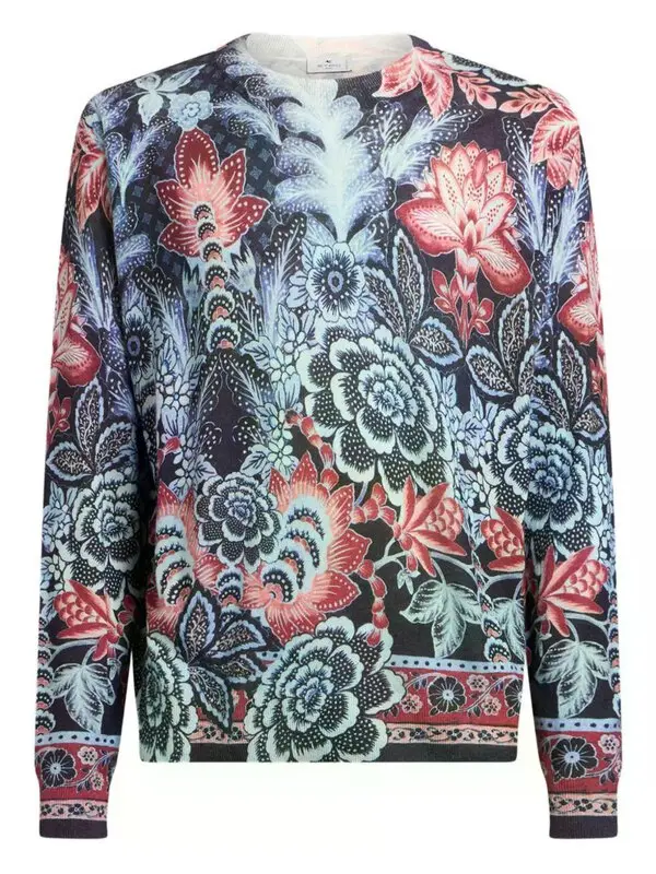 Etro Floral-print Silk-cashmere Sweater