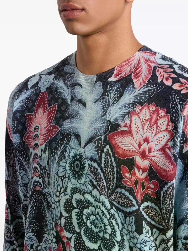 Etro Floral-print Silk-cashmere Sweater