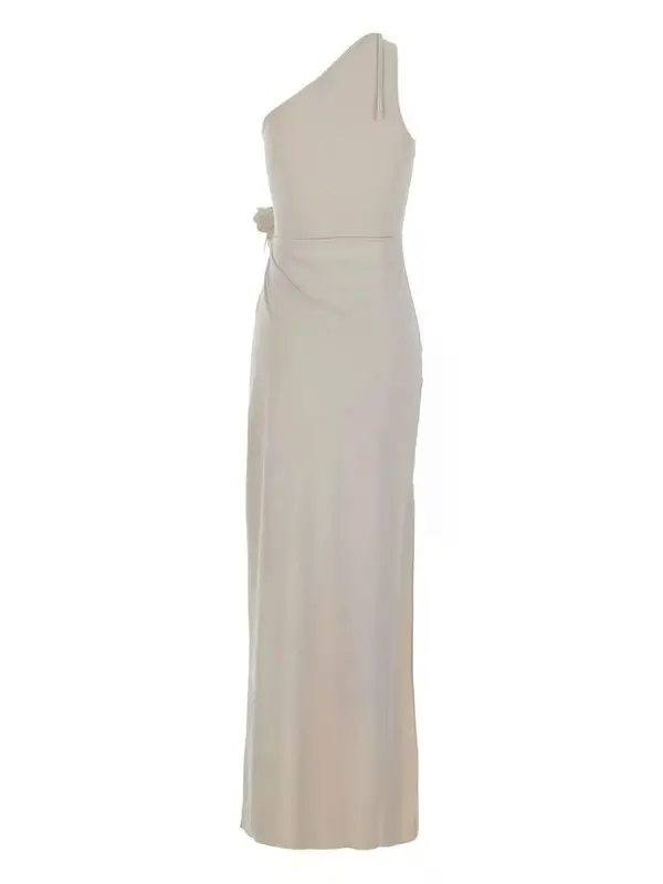 Coperni One-shoulder Flower-embellished Gown - Neutrals