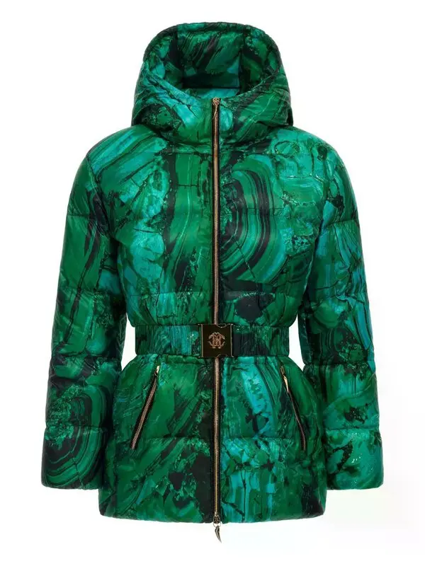 Roberto Cavalli Malachite-print Puffer Jacket