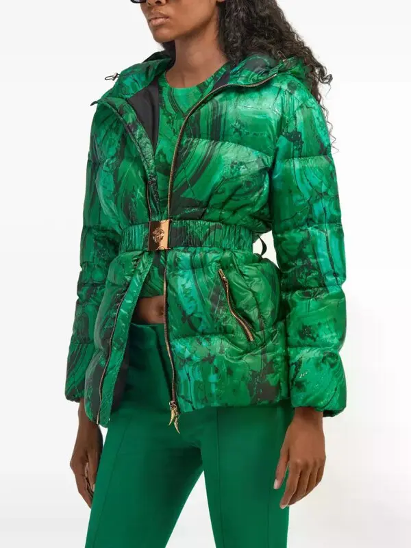 Roberto Cavalli Malachite-print Puffer Jacket