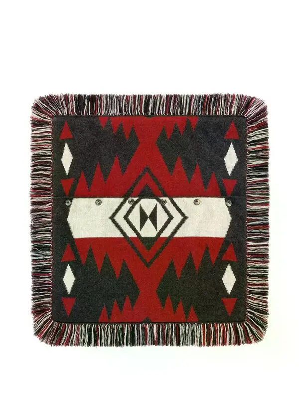 Alanui Icon-jacquard Fringed Pillow - Red