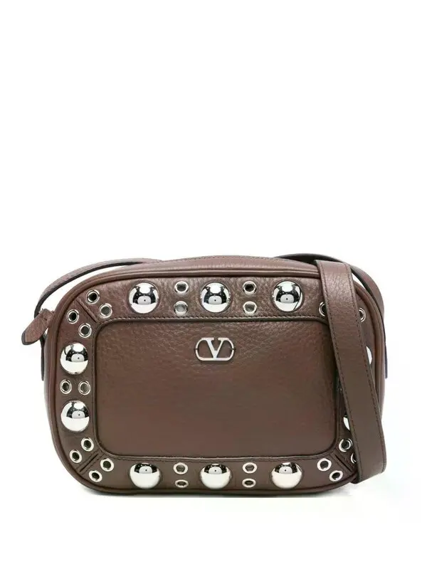 Valentino Garavani Studded Leather Messenger Bag - Brown