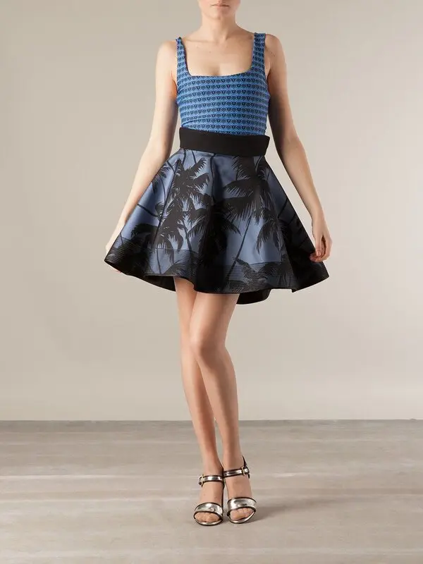 Fausto Puglisi Palm Tree Print Flared Skirt