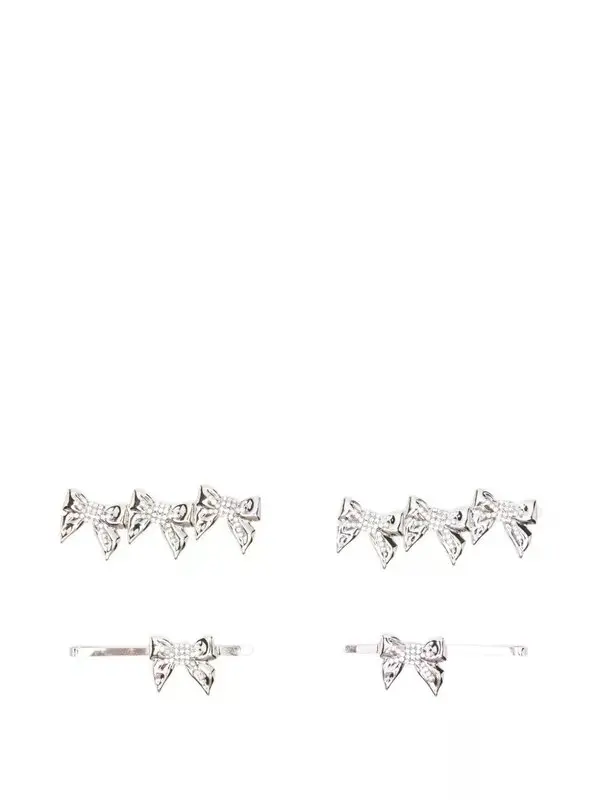 Alessandra Rich Bow-embellished Hair Clips - Silver