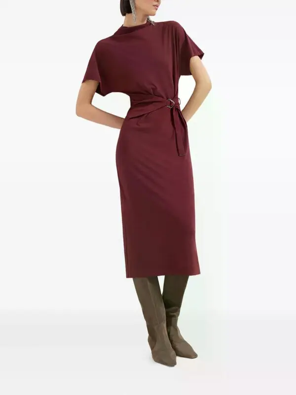 Brunello Cucinelli Belted Midi Dress - Red