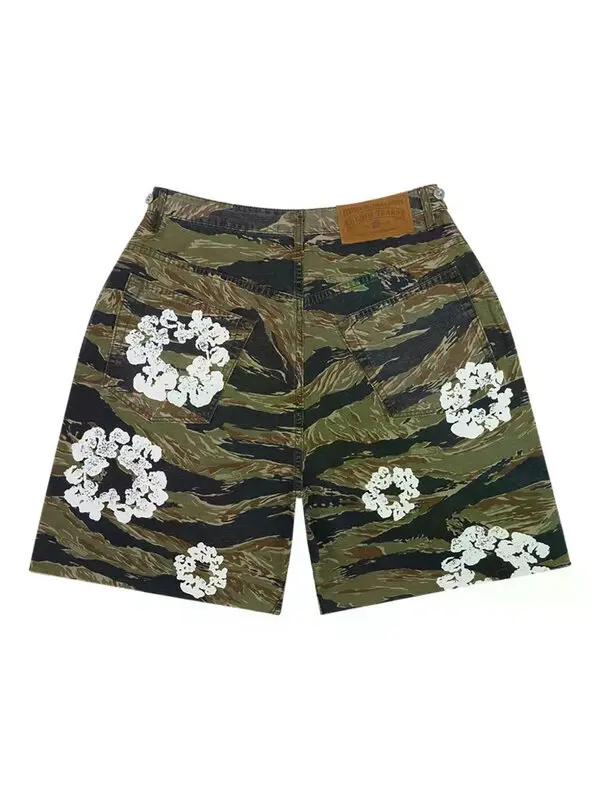 DENIM TEARS Tiger-motif Camo Shorts - Green