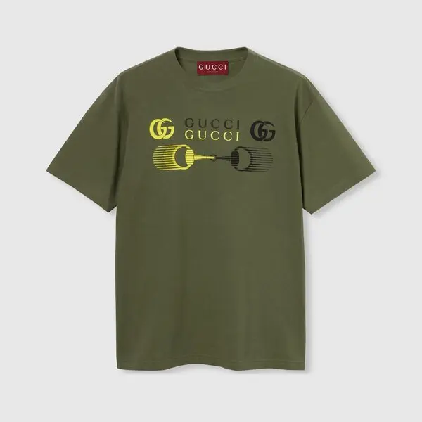 Gucci Printed Cotton Jersey T-shirt - Green