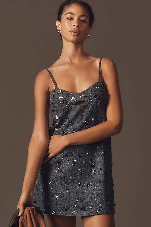 Embellished Cutout Mini Dress
