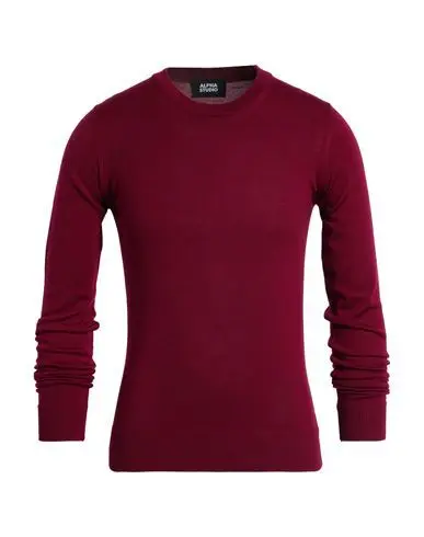 Alpha Studio Sweater In Military Merino Wool - Red