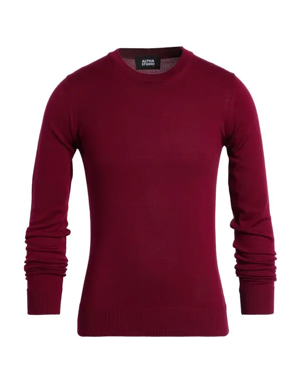 Alpha Studio Sweater In Military Merino Wool - Red