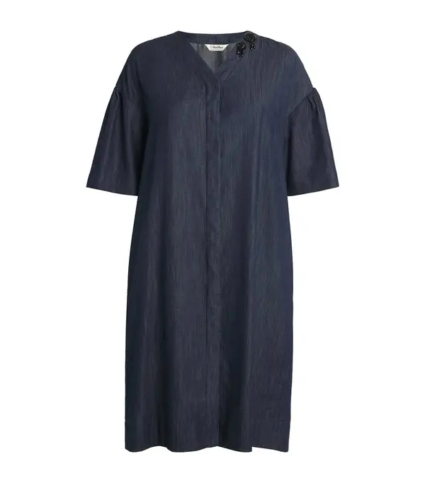 Max Mara Embellished Denim Maxi Dress