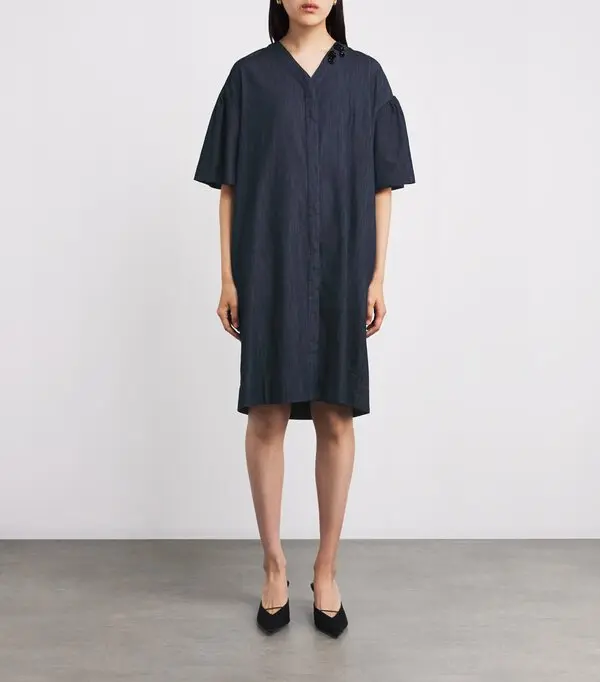 Max Mara Embellished Denim Maxi Dress