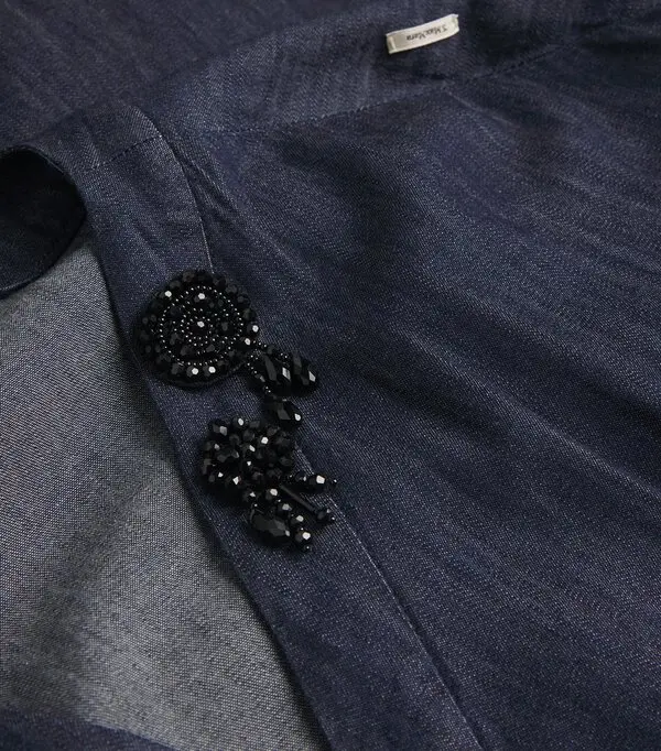 Max Mara Embellished Denim Maxi Dress
