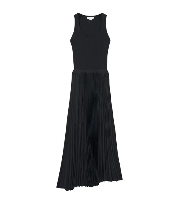 Alexander Mcqueen Cotton Pleated Midi Dress Black Editorialist