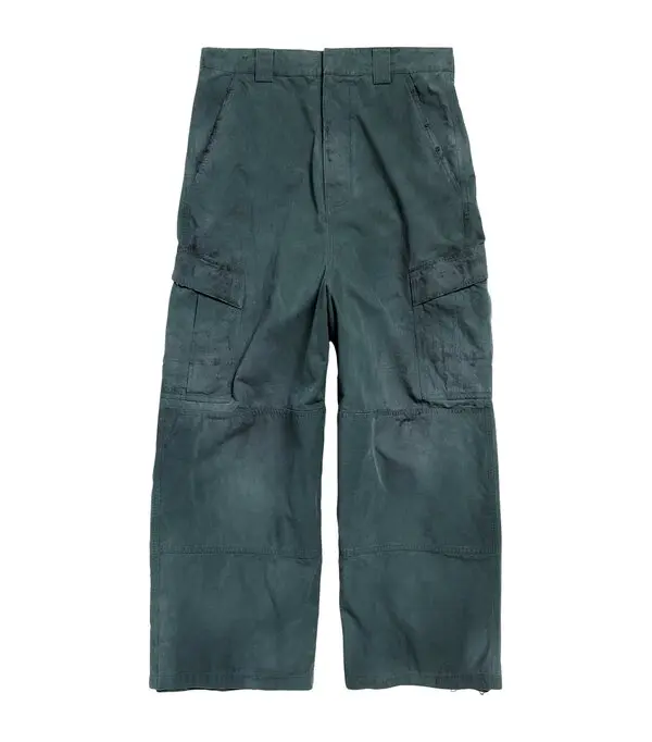 Balenciaga Cotton Oversized Cargo Trousers - Blue