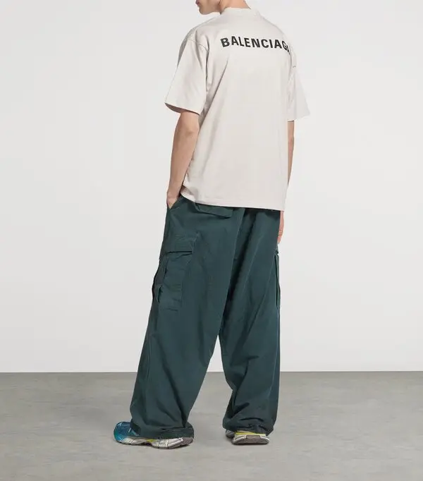 Balenciaga Cotton Oversized Cargo Trousers - Blue