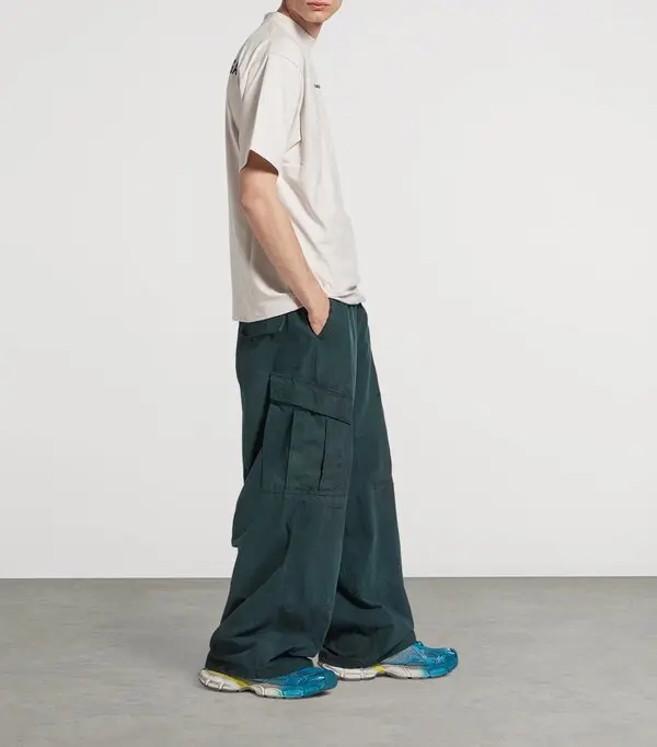 Balenciaga Cotton Oversized Cargo Trousers - Blue