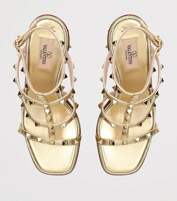 Valentino Garavani Leather Rockstud Espadrille Wedges 80