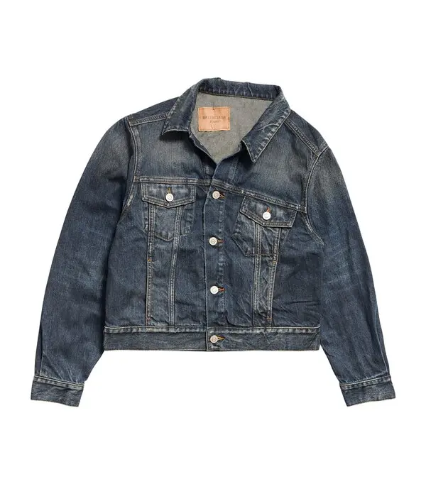 Balenciaga Denim Off-the-shoulder Jacket - Blue
