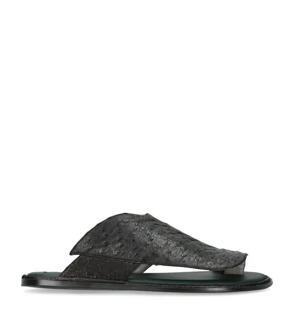 BROTINI Lizard Leather Wave Sandals - Black