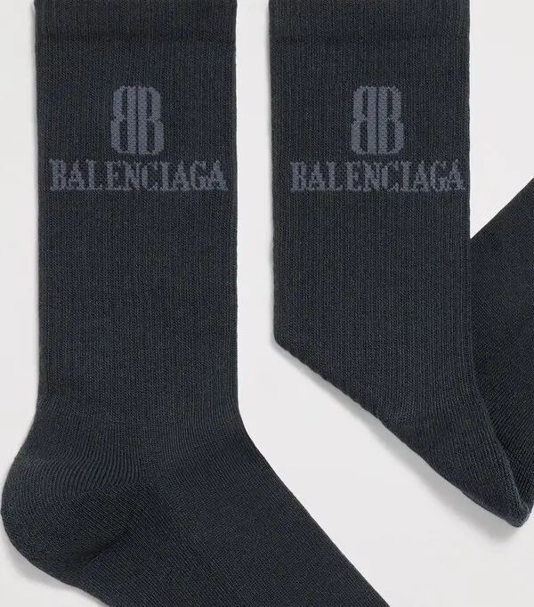 Balenciaga Cotton-blend Nano Bb Socks - Black