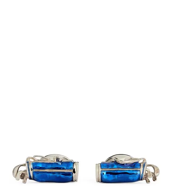 DEAKIN & FRANCIS Sterling Silver Golf Cufflinks - Blue