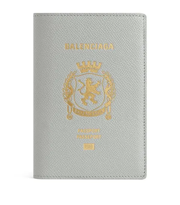 Balenciaga Leather Passport Holder - Grey