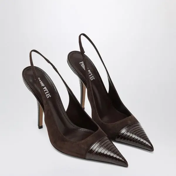 Paris Texas Suede And Leather Slingback - Brown