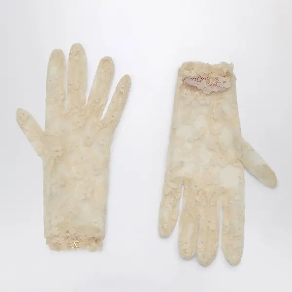 Valentino Garavani Vlogo Signature Lace Gloves - Beige