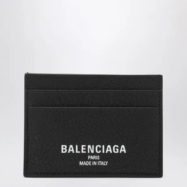 Balenciaga Credit Cardholder In Hammered Leather - Black
