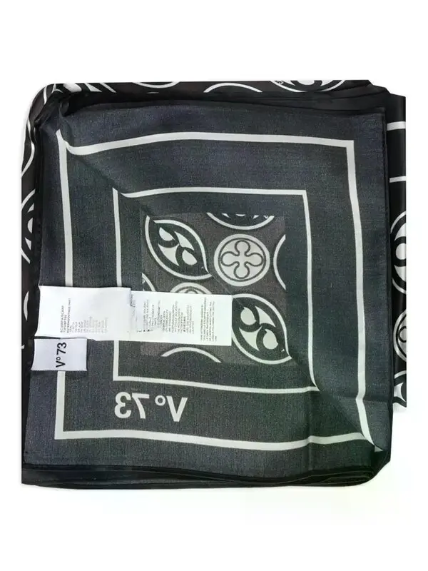V°73 Patterned Silk Scarf - Black