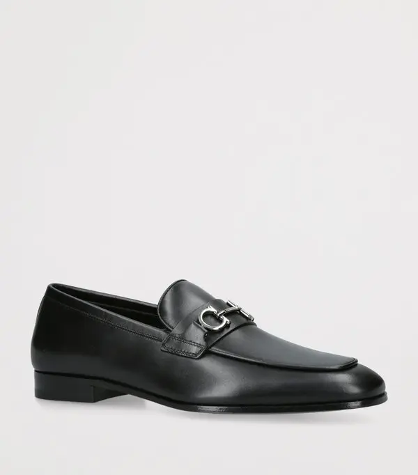 FERRAGAMO Leather Loafers - Black